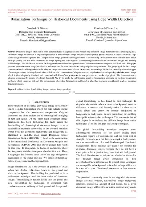 Pdf Binarization Technique On Historical Documents Using Edge Width