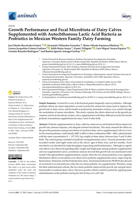 Pdf Growth Performance And Fecal Microbiota Of Dairy Calves Supplemented With Autochthonous