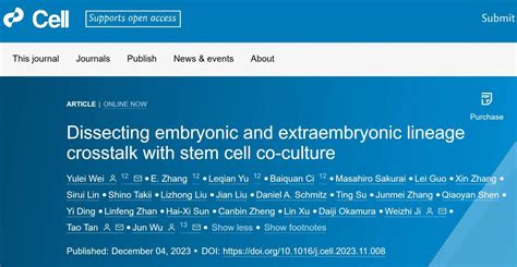 中国农业大学生物学院 科研进展 CELL 我院魏育蕾教授发表Cell同种培养条件建立早期胚胎三种干细胞系 探索早期发育时期细胞互作关系助力疾病机制解析