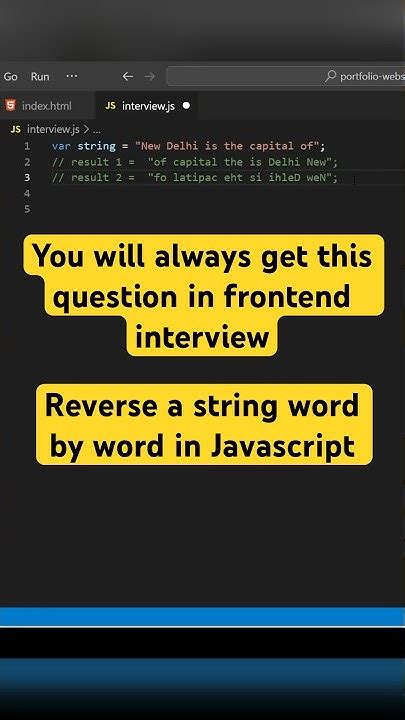 How To Reverse A String Word By Word In Javascript Shorts Javascript Javascriptinterview