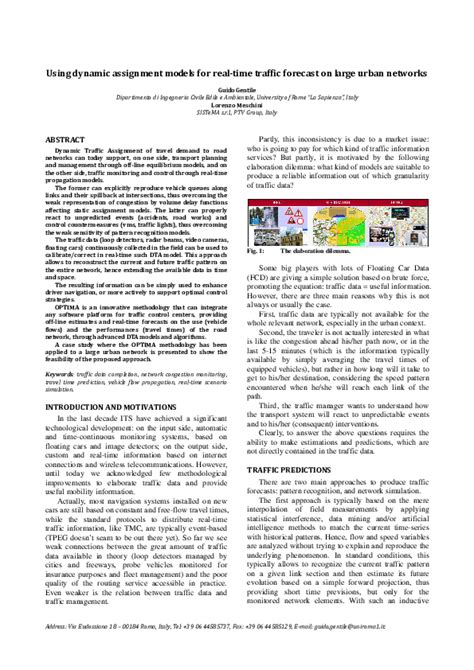 Pdf Using Dynamic Assignment Models For Real Time Traffic Forecast On Large Urban Networks