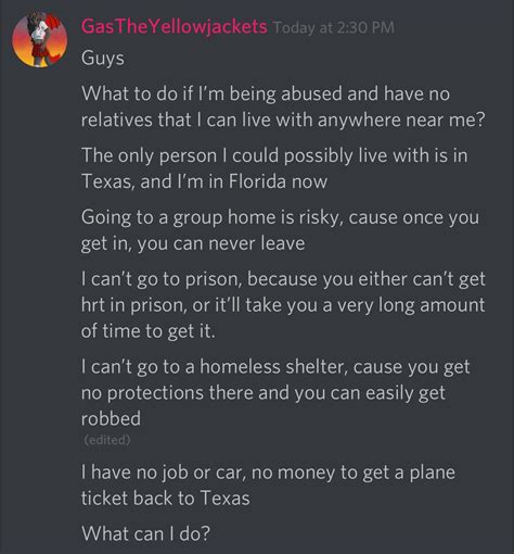 [serious] i need some help i m in a very dire situation r transspace
