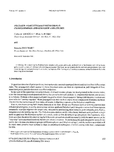 Pdf Polyakov Path Integrals With Ghosts Closed Strings And One Loop Aplitudes