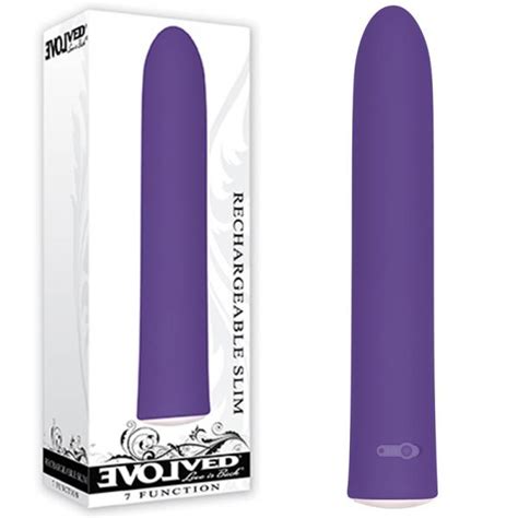 Evolved Rechargeable Slim Vibe 7 Function Waterproof Purple On Christianbed