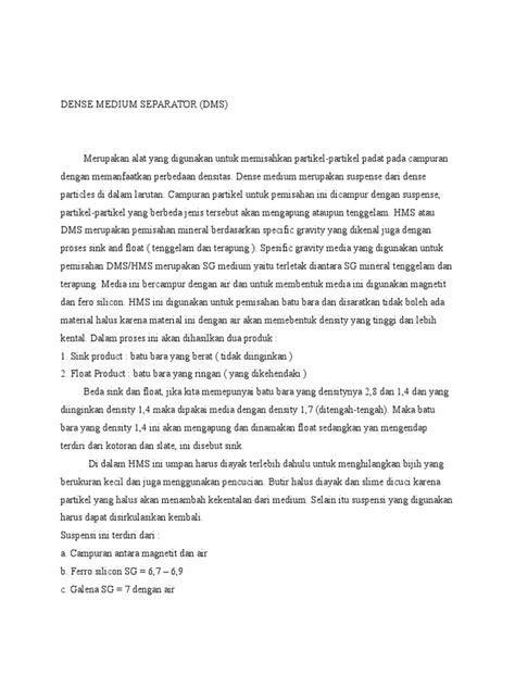 Dense Medium Separator Pdf