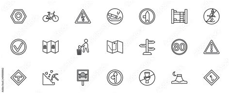 Outline Icons Set From Maps And Flags Concept Editable Vector Such As Maps Mark Bicycle