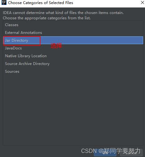 idea中如何导入jar包、idea中找不到对应类改怎样解决？（详细图解过程） idea无法确定所选项包含的文件种类 csdn博客