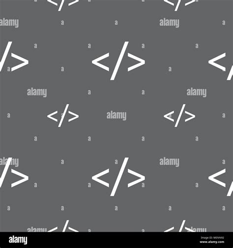 Code Sign Icon Programming Language Symbol Seamless Pattern On A Gray