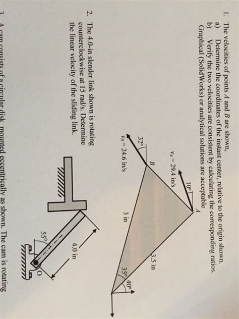 solved the velocities of points a and b are shown determine