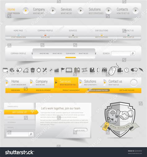 Web Design Navigation Set Icons Set Stock Vector Royalty Free Shutterstock