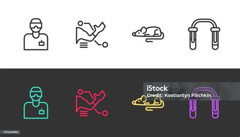 실험실 조수 보철물 손 실험용 마우스 시험관 플라스크를 흑백으로 설정합니다 벡터 건강 검진에 대한 스톡 벡터 아트 및 기타 이미지 건강 검진 건강 진단 건강관리와