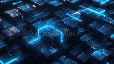 Exploring Glowing Blue Cubes A 3d Abstract Art Journey Stock Illustration Illustration Of