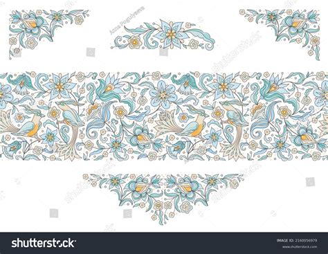 Vector Floral Frame Vignette Seamless Border Stock Vector Royalty Free Shutterstock