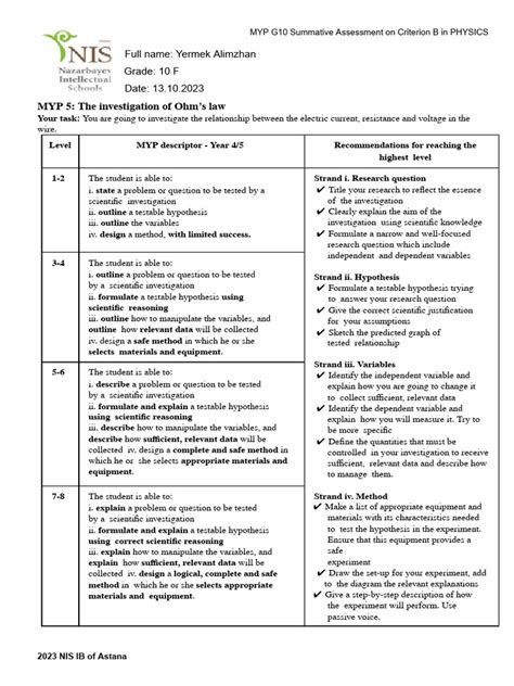 Physics Criterion B Pdf Electrical Resistance And Conductance