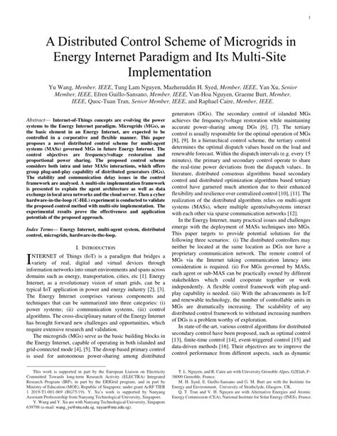 Pdf A Distributed Control Scheme Of Microgrids In Energy Internet