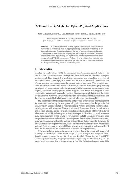 Pdf A Time Centric Model For Cyber Physical Applicationschesseecs