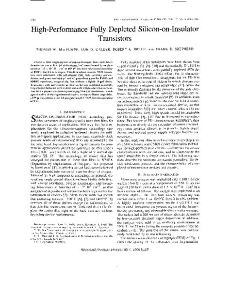 Pdf High Performance Fully Depleted Silicon On Insulator Transistors Frank Shepherd