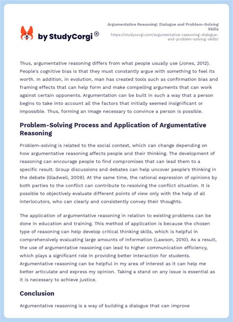 Argumentative Reasoning Dialogue And Problem Solving Skills Free