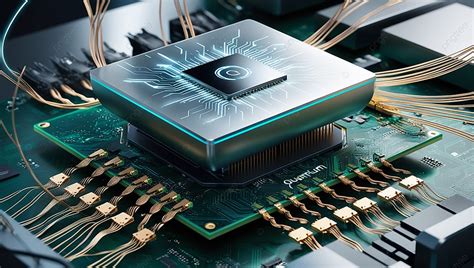 Quantum Computer Technology Concept With 3d Rendering Cpu Chips On Board Computer Technology