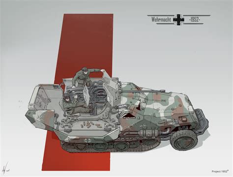 Michal Kus Sdkfz Original Grey Headwear Absurdres Highres Babes Armored Personnel