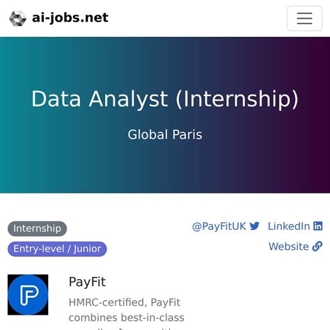 Hiring Internship Data Analyst Internship In Global Paris Raimljobs