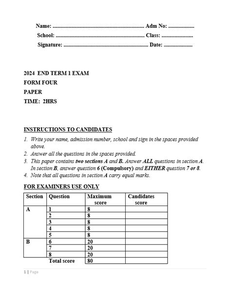 2024 Form 4 Maranda High School Mock Kcse