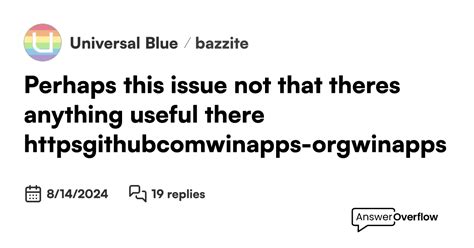 Perhaps This Issue Not That Theres Anything Useful There Winapps Org