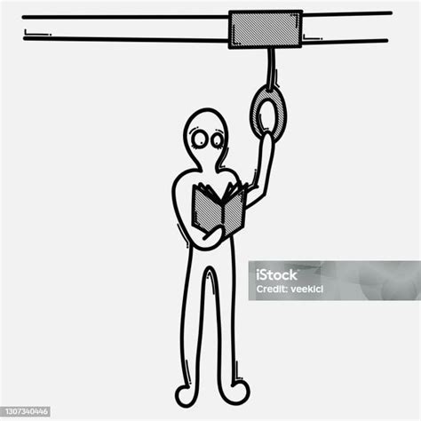 Lecture Dun Livre Sur Les Transports En Commun Icône Vectorielle Doodle