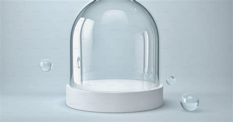 유리 구체가 있는 흰색 연단에 있는 빈 유리 돔 3d 렌더링 사진 Unsplash의 건축 돔 이미지
