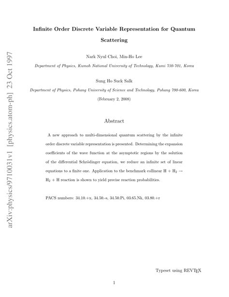 pdf infinite order discrete variable representation for quantum