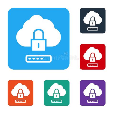 White Cloud Computing Lock Icon Isolated On White Background Security