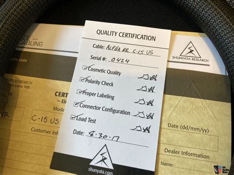 Shunyata Research Alpha Nr V1 Power Cord 1 75meter C15 Connection Photo 4341715 Us Audio Mart