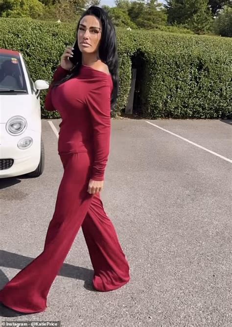 Katie Price Flaunts Her Surgically Enhanced Figure In A Burgundy