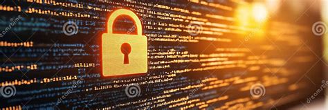 Golden Padlock On Programming Code Background Cybersecurity Data Protection And Privacy