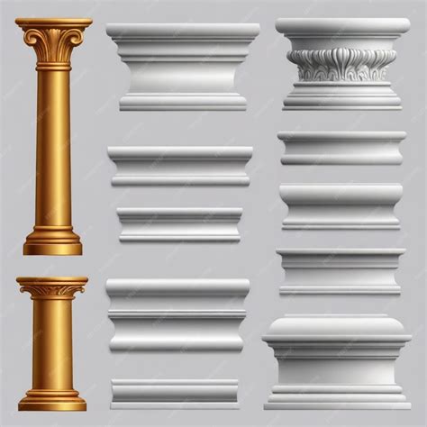 Premium Vector A Collection Of Different Types Of Columns With A Gold