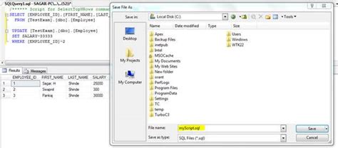 Export SQL Result To A Text File