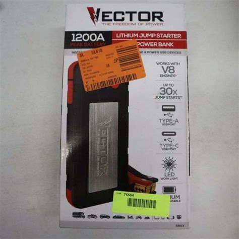 Vector 1200 Amp Peak Battery Lithium Jump Starter Matthews Auctioneers