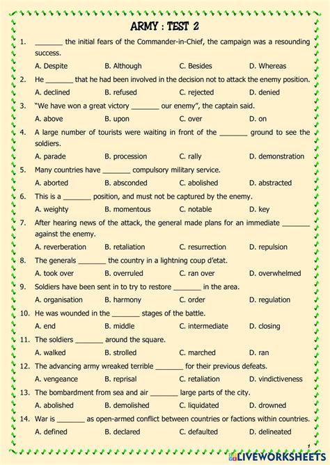 Vocabularyarmy 32 Live Worksheets