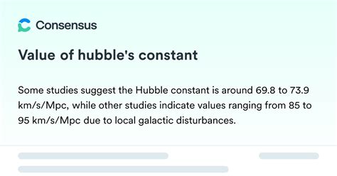 Value Of Hubbles Constant Consensus Academic Search Engine