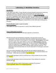 Lab Mendelian Genetics Miller Doc Laboratory Mendelian Genetics Introduction In The S