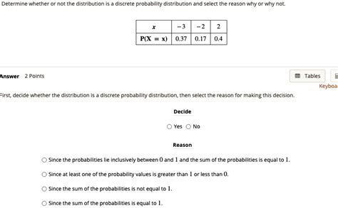 Solved Determine Whether Or Not The Distribution Is Discrete