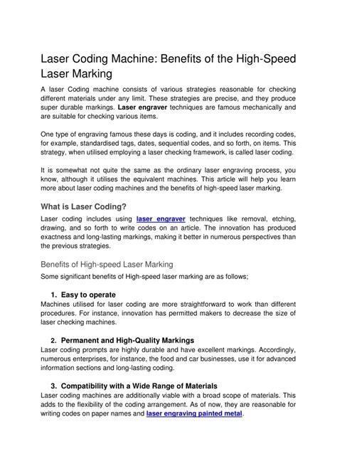 PPT Laser Coding Machine Benefits Of The High Speed Laser Marking PowerPoint Presentation