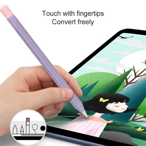 Apple Pencil 1 스타일러스 터치 펜 분할 대비 색상 실리콘 보호 케이스 미드 나잇 블루 베리