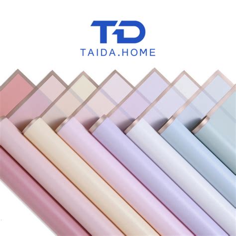 กระดาษฟลาวด์สีพื้นขอบทอง ขนาด 58x58 ซม กระดาษห่อดอกไม้ กันน้ำ100 แผ่นพลาสติกห่อดอกไม้ อุปกรณ์