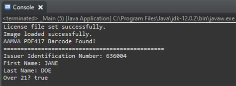 Extract Drivers License AAMVA Barcode Java LEADTOOLS SDK Tutorials Help
