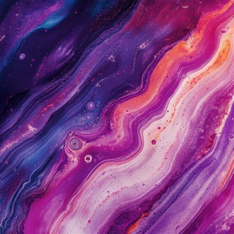 Vibrant Fluid Art Swirling In Shades Of Purple Pink And Orange Stock