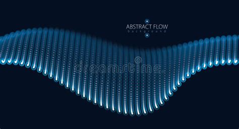array of particles flowing dynamic sound wave 3d vector illustration