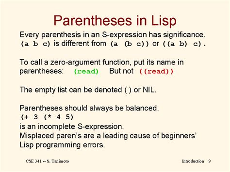 Parentheses In Lisp
