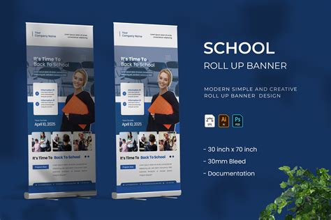 School Roll Up Banner Design Templates ~ Creative Market