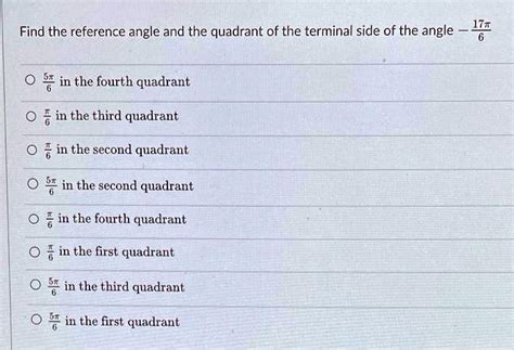 solved find the reference angle and quadrant 6 o5 in the fourth